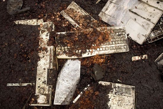 Computer Parts Line Ground Dump Site Editorial Stock Photo - Stock ...