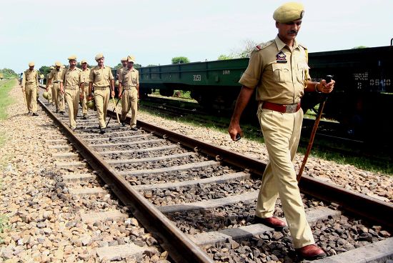 Jammu Kashmir Policemen Patrol Along Railway Editorial Stock Photo ...