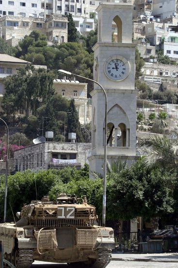 Israeli Tank Patrols Street While Israeli Editorial Stock Photo - Stock ...