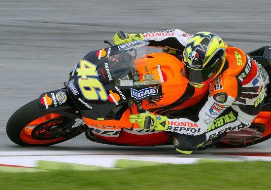 Italys Valentino Rossi Leans Into Curve Editorial Stock Photo - Stock ...