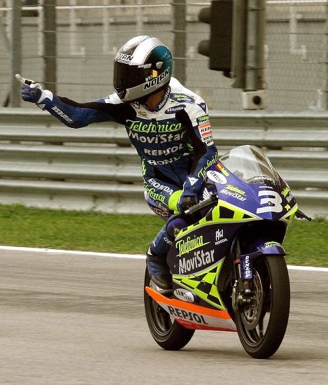 Spains Daniel Pedrosa Celebrates His Victory Editorial Stock Photo ...