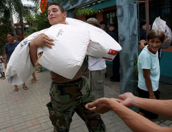 Nutritional Supplies Spill Ripped Sack Being Editorial Stock Photo ...