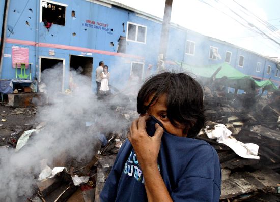 Filipino Fire Victim Covers Her Nose Editorial Stock Photo - Stock ...