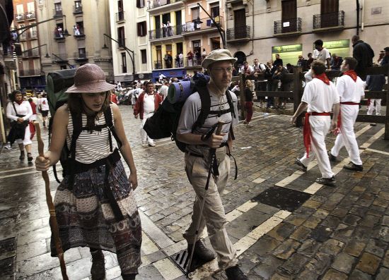 Two Pilgrims Who Walking Camino De Editorial Stock Photo - Stock Image ...