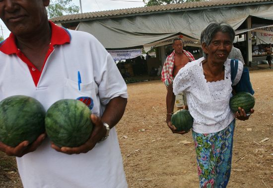 Thai Refugees Namkhem Village Carry Watermelons Editorial Stock Photo ...