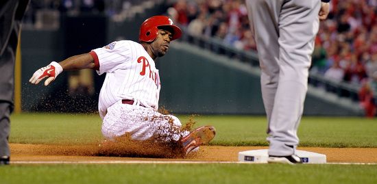 Philadelphia Phillies Baserunner Jimmy Rollins Advances Editorial Stock ...