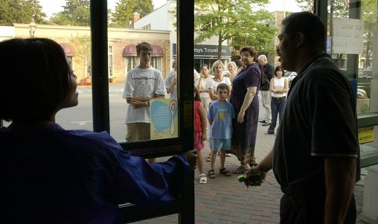 Customers Line Outside Drug Store During Editorial Stock Photo - Stock ...