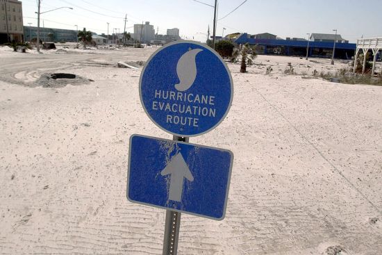 Hurricane Evacuation Sign Sits Amidst Sand Editorial Stock Photo ...