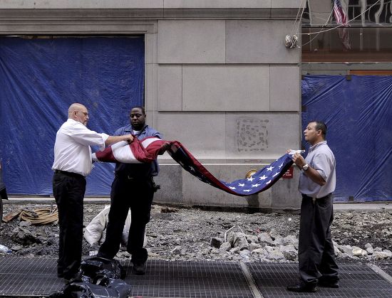 Three Men Fold American Flag Across Editorial Stock Photo - Stock Image ...