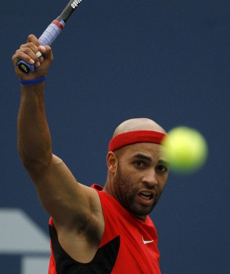 James Blake Us Hits Backhand Return Editorial Stock Photo - Stock Image ...