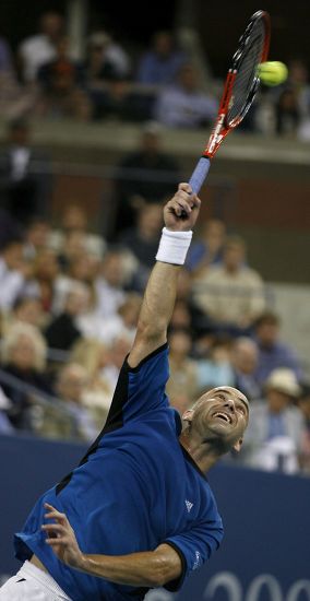Andre Agassi Us Serves James Blake Editorial Stock Photo - Stock Image ...