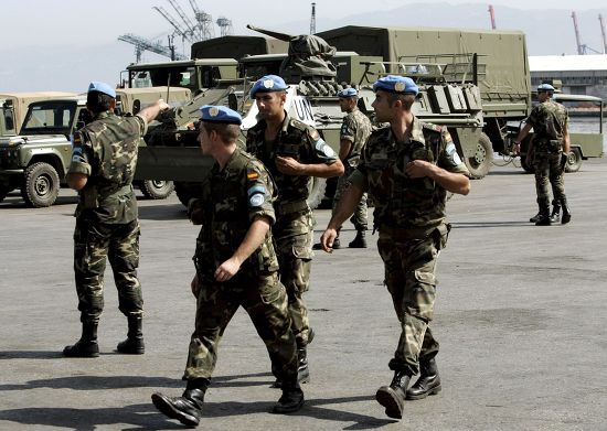 Spanish Soldiers Un Peacekeeping Troops Walk Editorial Stock Photo ...