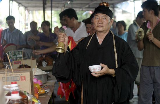 Ethnic Chinese Priests Bless Offerings During Editorial Stock Photo ...