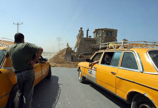 Palestinian Taxi Drivers Watch Israeli Army Editorial Stock Photo ...