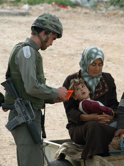 Israeli Soldier Checks Ids Palestinian Family Editorial Stock Photo ...
