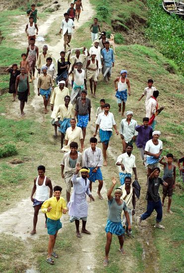 Flood Affected Villagers Run Receive Food Editorial Stock Photo - Stock ...