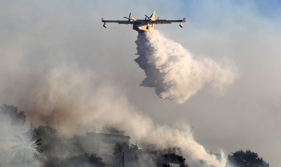 Greek Firefighting Plane Drops Water On Editorial Stock Photo - Stock ...