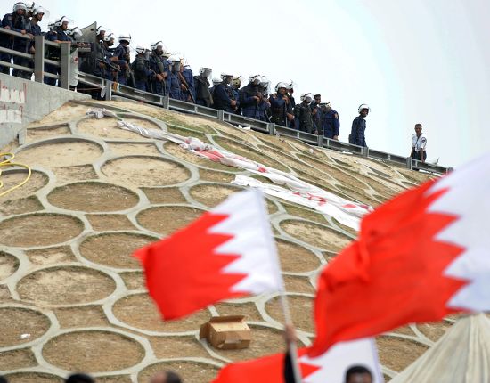 Bahraini Police Background Stand Guard During Editorial Stock Photo ...