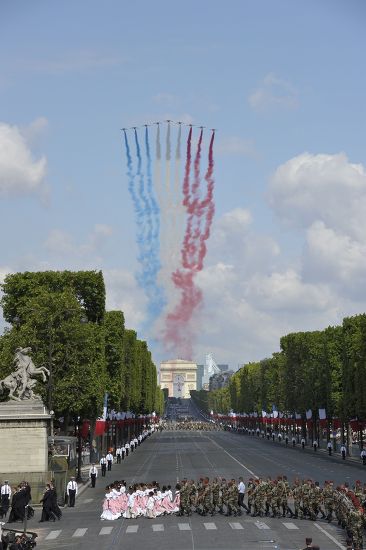French Planes Perform Flypast Over Arc Editorial Stock Photo - Stock ...