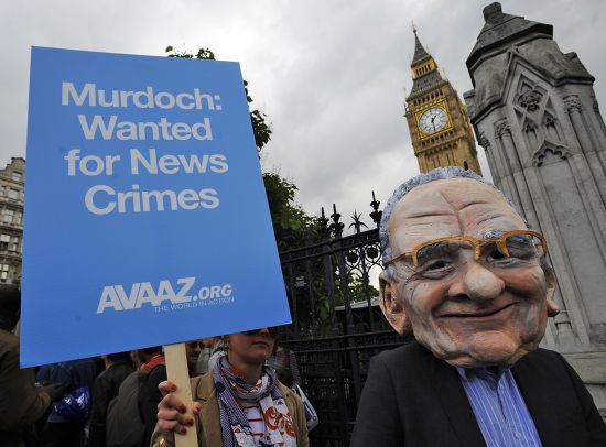 Protester Wearing Rupert Murdoch Mask Stand Editorial Stock Photo ...