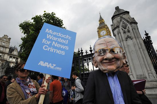 Protester Wearing Rupert Murdoch Mask Stand Editorial Stock Photo ...