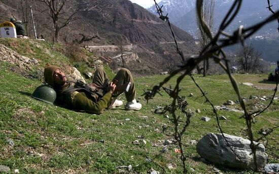 Indian Paramilitary Soldier Relaxes Near Key Editorial Stock Photo ...