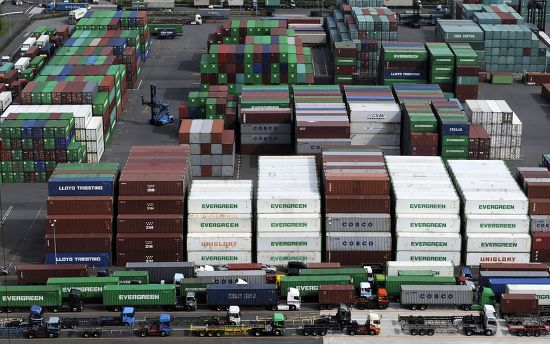 Trucks Park Front Containers Transit Station Editorial Stock Photo ...