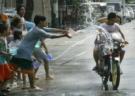 Motorcycle Riders Doused Water By Residents Editorial Stock Photo ...