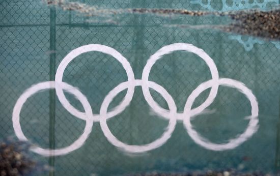 Olympic Rings Reflected Puddle Water Outside Editorial Stock Photo ...