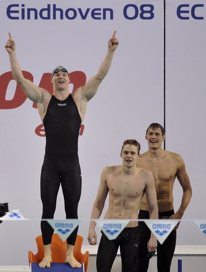 Members Russias Swimming Relay Team Celebrate Editorial Stock Photo ...