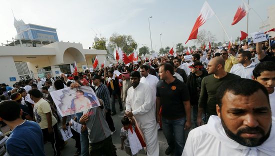 Bahraini Protesters March Front Former Government Editorial Stock Photo ...