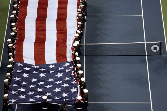 Giant American Flag Unfurled By Us Editorial Stock Photo - Stock Image ...