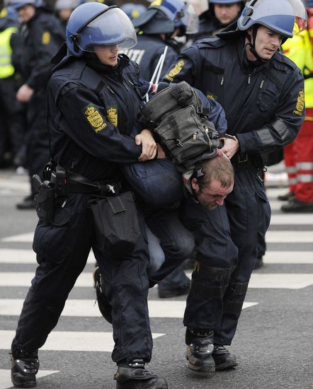 Danish Riot Police Arrest Demonstrator Copenhagen Editorial Stock Photo ...