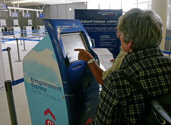 Travelers Use Air France Quick Checkin Editorial Stock Photo - Stock ...