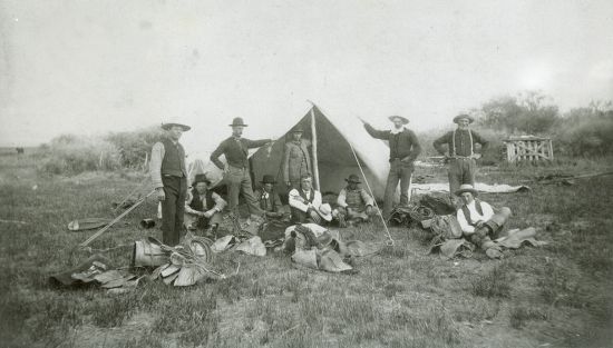 Cowboys Resting Outside Tent This Roundup Editorial Stock Photo - Stock ...