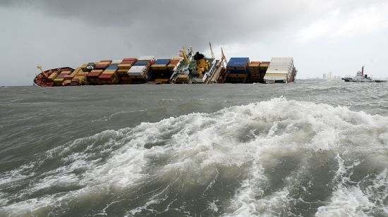Tilted Cargo Ship Msc Chitra After Editorial Stock Photo - Stock Image ...