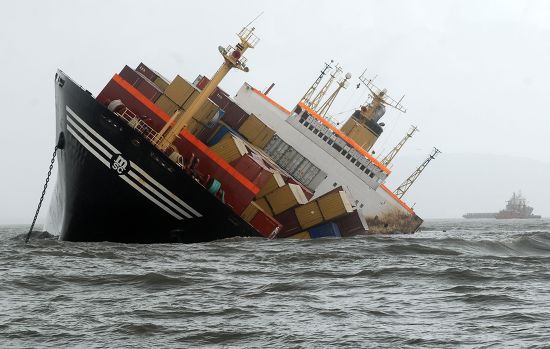 Containers Lose Aboard Tilted Cargo Ship Editorial Stock Photo - Stock ...