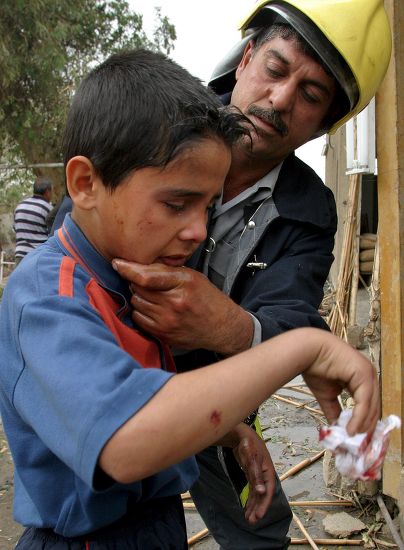 Iraqi Fireman Comforts Child Crying After Editorial Stock Photo - Stock ...