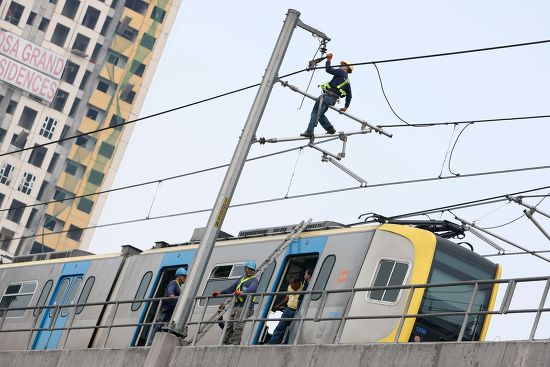 Worker Light Rail Transit Lrt Repairs Editorial Stock Photo - Stock ...