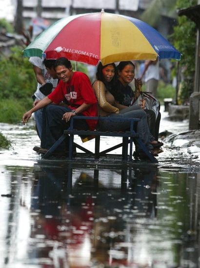 Filipino Commuters Travel On Railroad Trolley Editorial Stock Photo ...