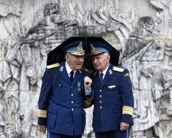 Two Romanian War Veterans Chat Beneath Editorial Stock Photo - Stock ...