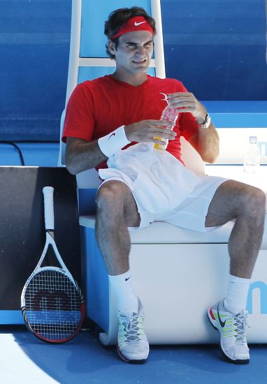 Roger Federer Switzerland Takes Drink During Editorial Stock Photo ...