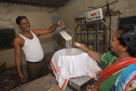 Indian Ration Shop Vendor L Weighs Editorial Stock Photo - Stock Image ...