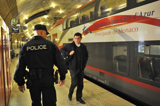 Monaco Police Officers Patrol Monaco Train Editorial Stock Photo ...