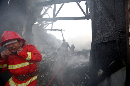 Firemen Seen Smoldering Remains Building After Editorial Stock Photo ...