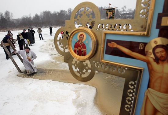 Russian Orthodox Priest Takes Ice Water Editorial Stock Photo - Stock ...