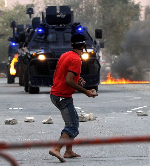 Protester Hurls Rocks Storming Police Armored Editorial Stock Photo ...