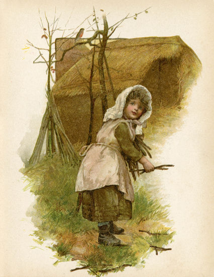 Small Girl Gathers Twigs Kindling Circa Editorial Stock Photo - Stock ...