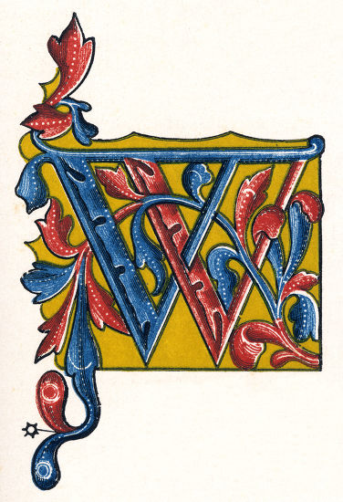 Illuminated Letter W Medieval Style Editorial Stock Photo - Stock Image ...