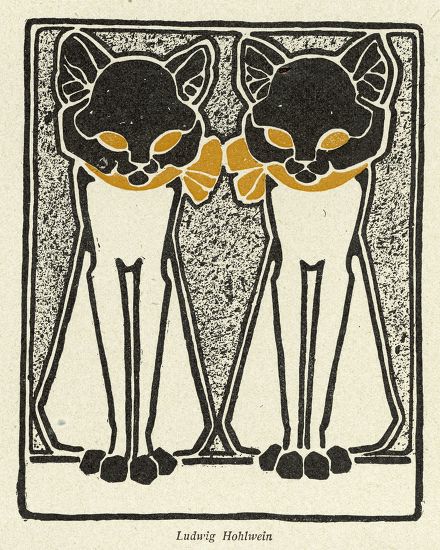 Two Decorative Symmetrical Cats 1904 Editorial Stock Photo - Stock ...